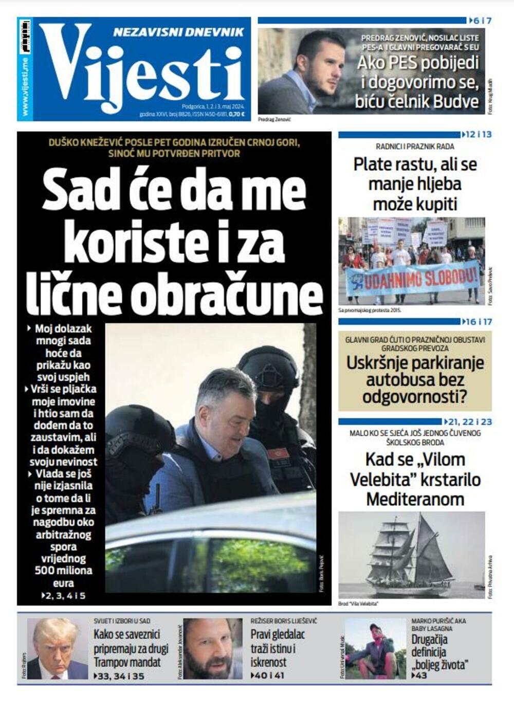 Naslovna strana prazničnog trobroja "Vijesti"