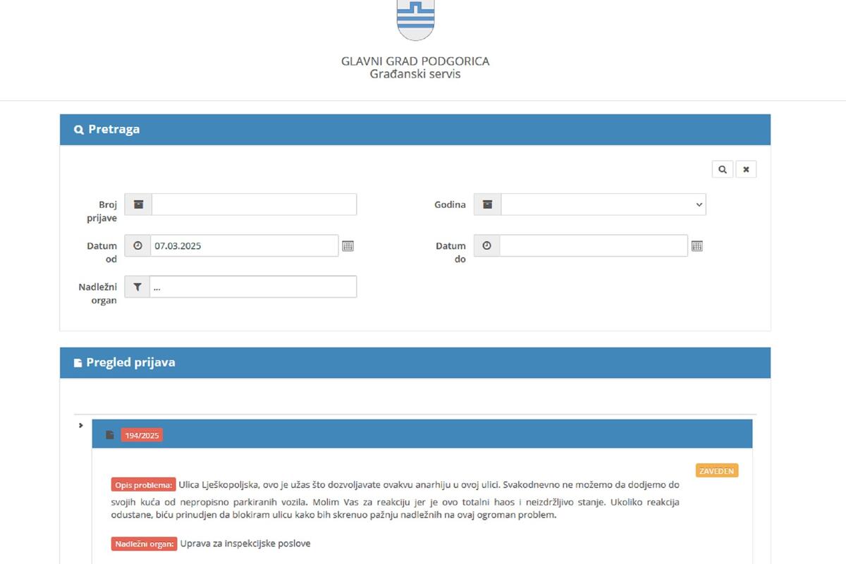 Podgorica: Sistem 48 sad je Građanski servis